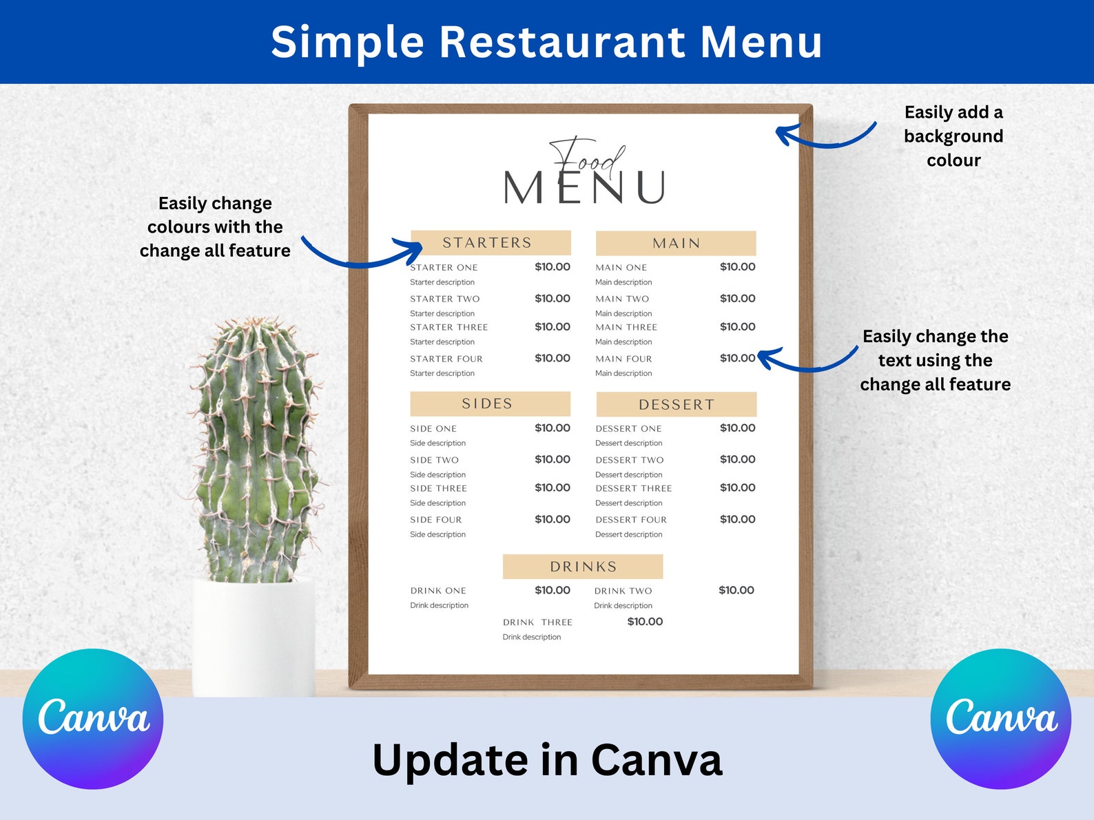 Simple Bistro Menu Template Restaurant Menu Example Pub - Etsy