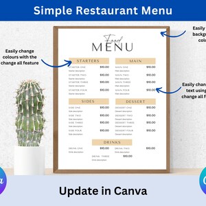 Simple Bistro Menu Template Restaurant Menu Example Pub - Etsy