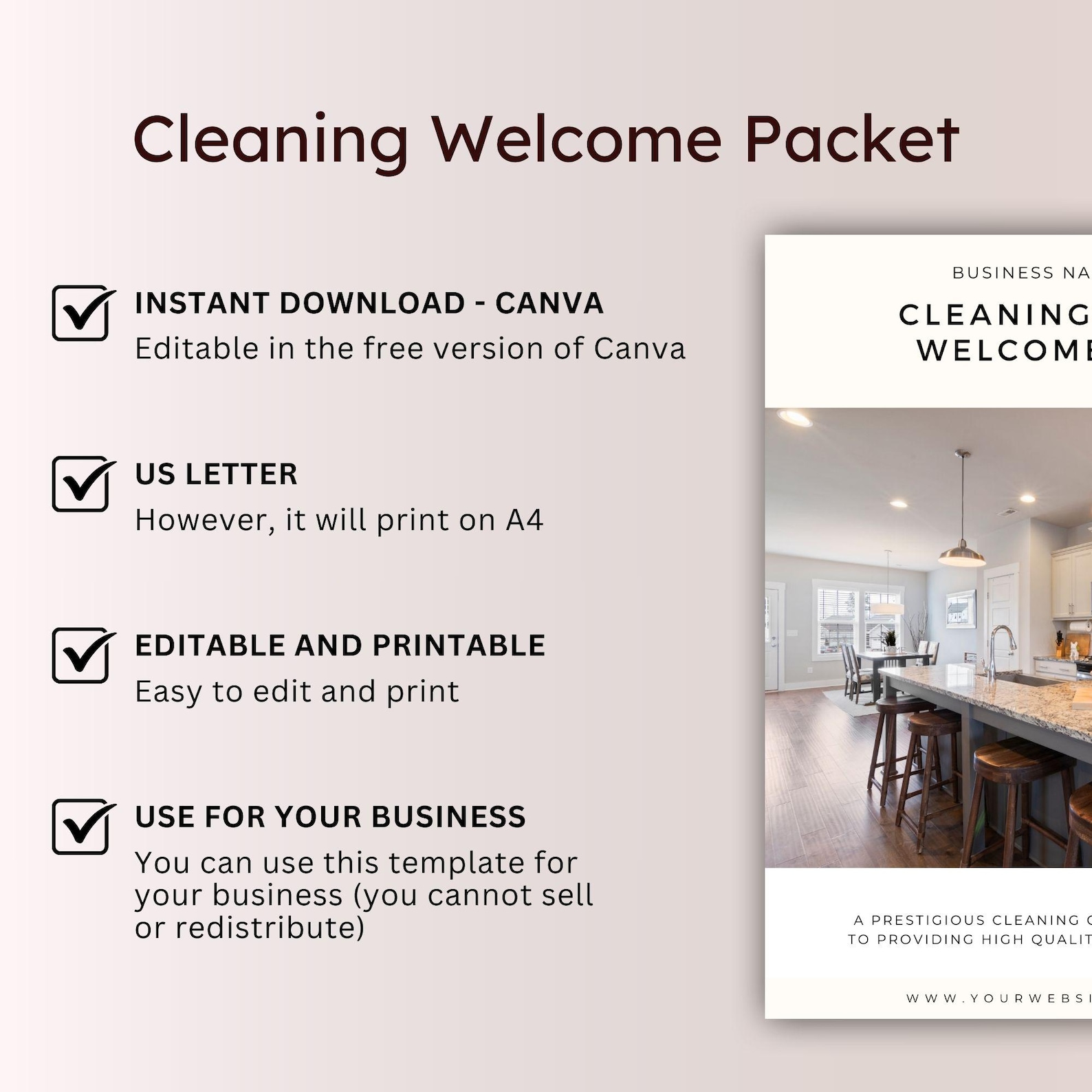 Cleaning Welcome Packet Canva Prewritten Cleaning Business Onboarding ...
