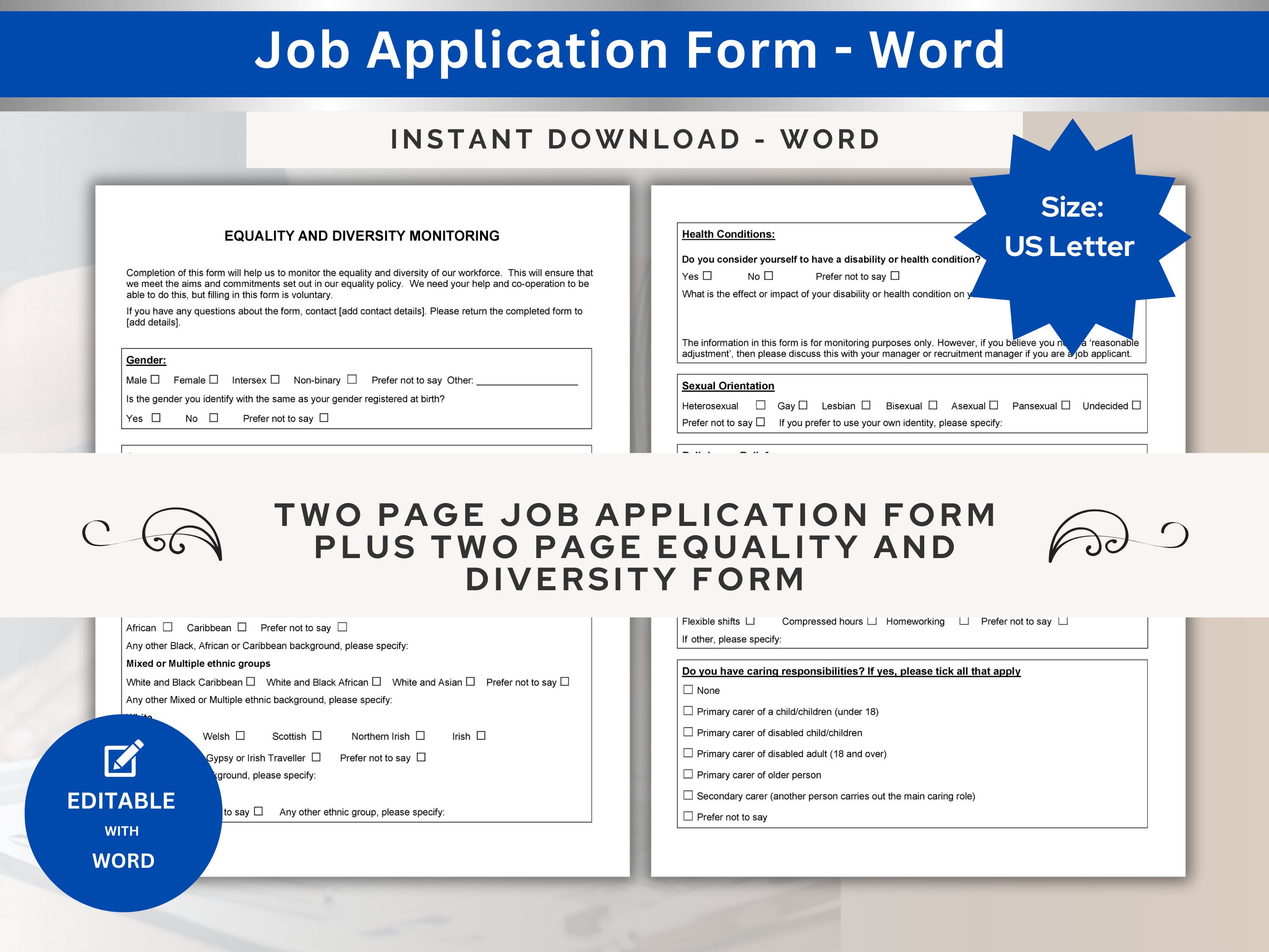 Job Application Form Printable for Employment Application Form PDF ...
