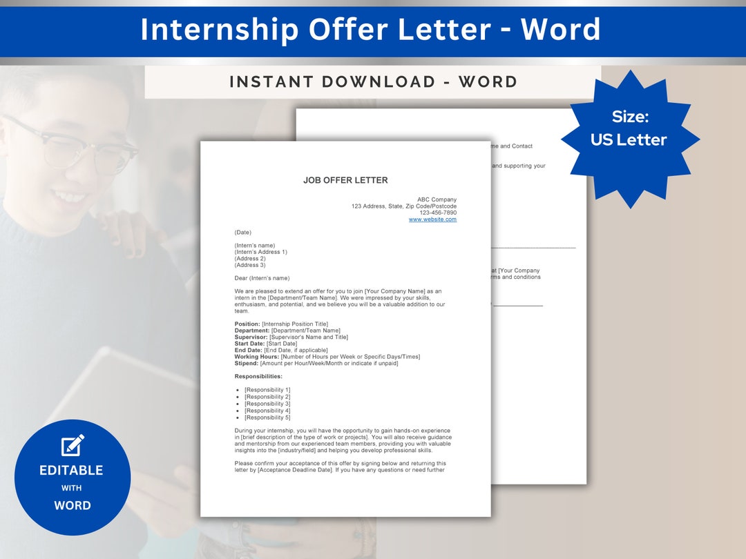 Internship Job Offer Letter, Employment Offer Letter, Intern Employment ...