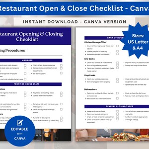 Restaurant Opening Checklist Restaurant Closing Checklist Daily Opening ...