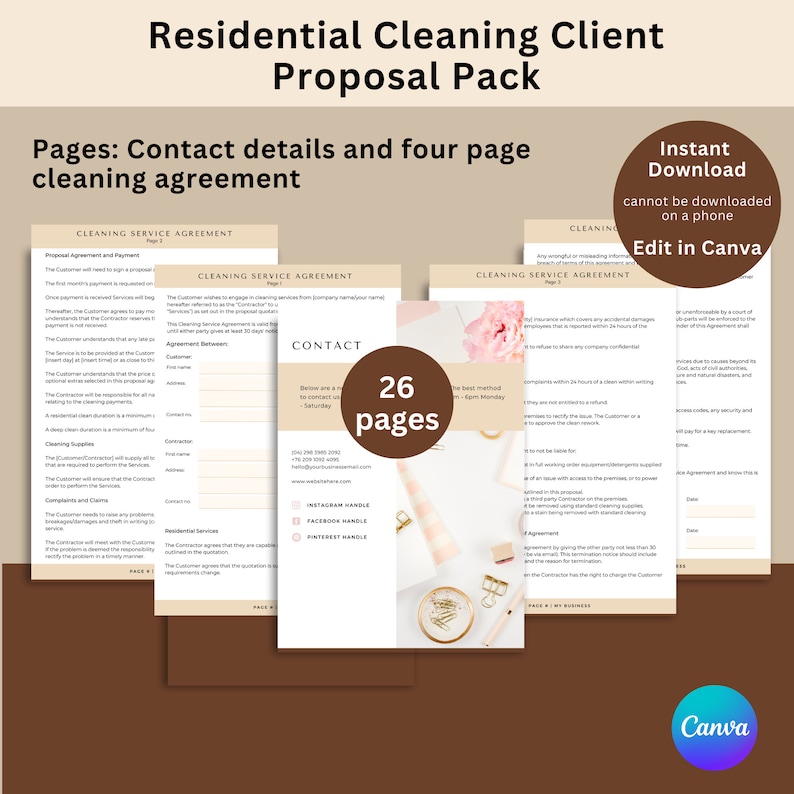 Cleaning Service Proposal Template Cleaning Contract - Etsy