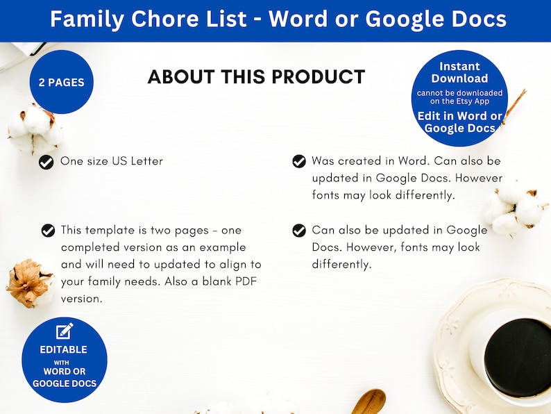 Household Chore List With Daily and Weekly Family Tasks Printable PDF ...