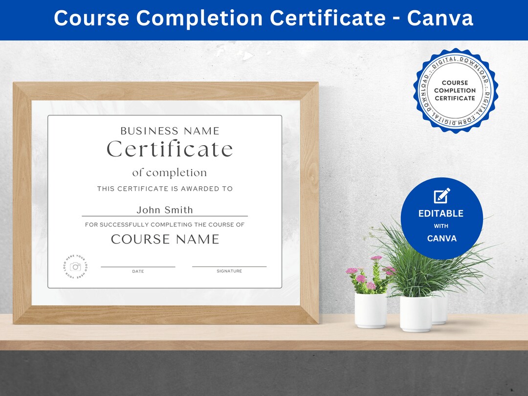 Course Completion Certificate for a Training Course for Marketing or IT ...