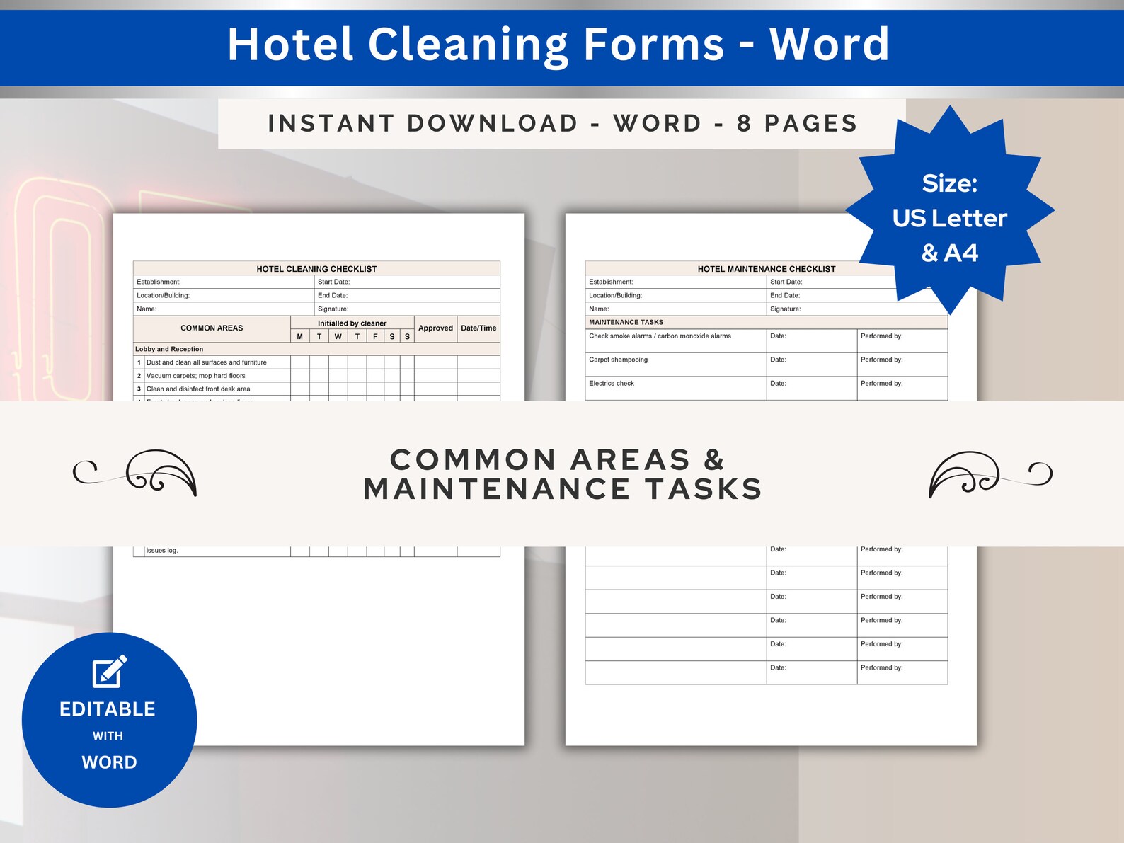 Hotel Cleaning Checklist: Guest Room Cleaning Standards (word, PDF) - Etsy