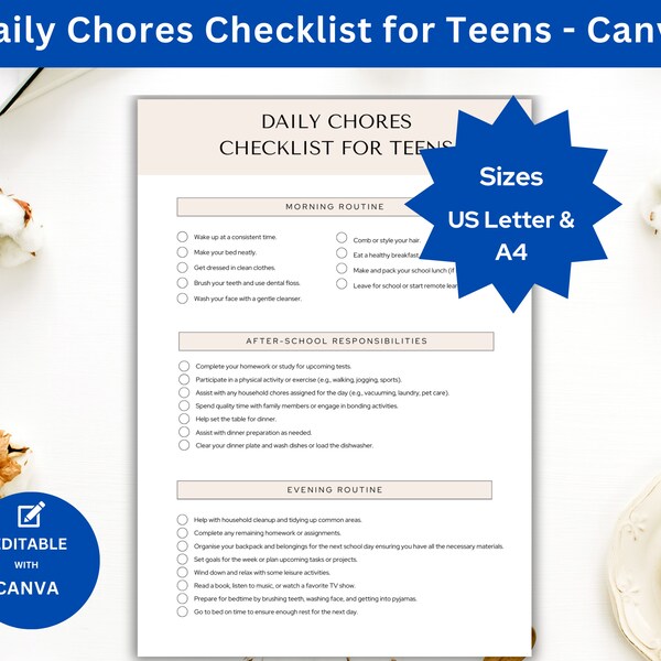 Teen Daily Routine - Etsy