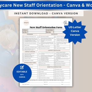 Daycare Staff Orientation Checklist for Onboarding New Staff Preschool ...