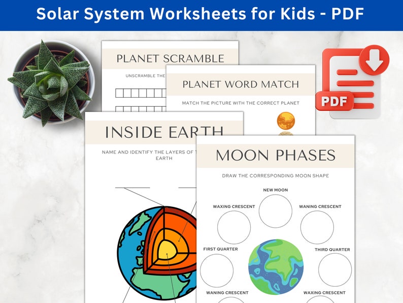 Solar System Planets Pictures Easy Fact Worksheets for Kids Word Search ...