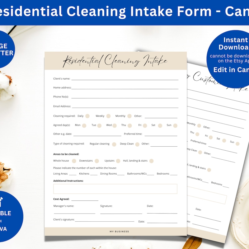 Cleaning Client Intake Form - Etsy