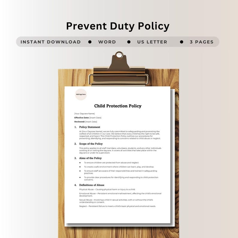 Prevent Duty Policy Template Childcare Providers Safeguarding Against ...