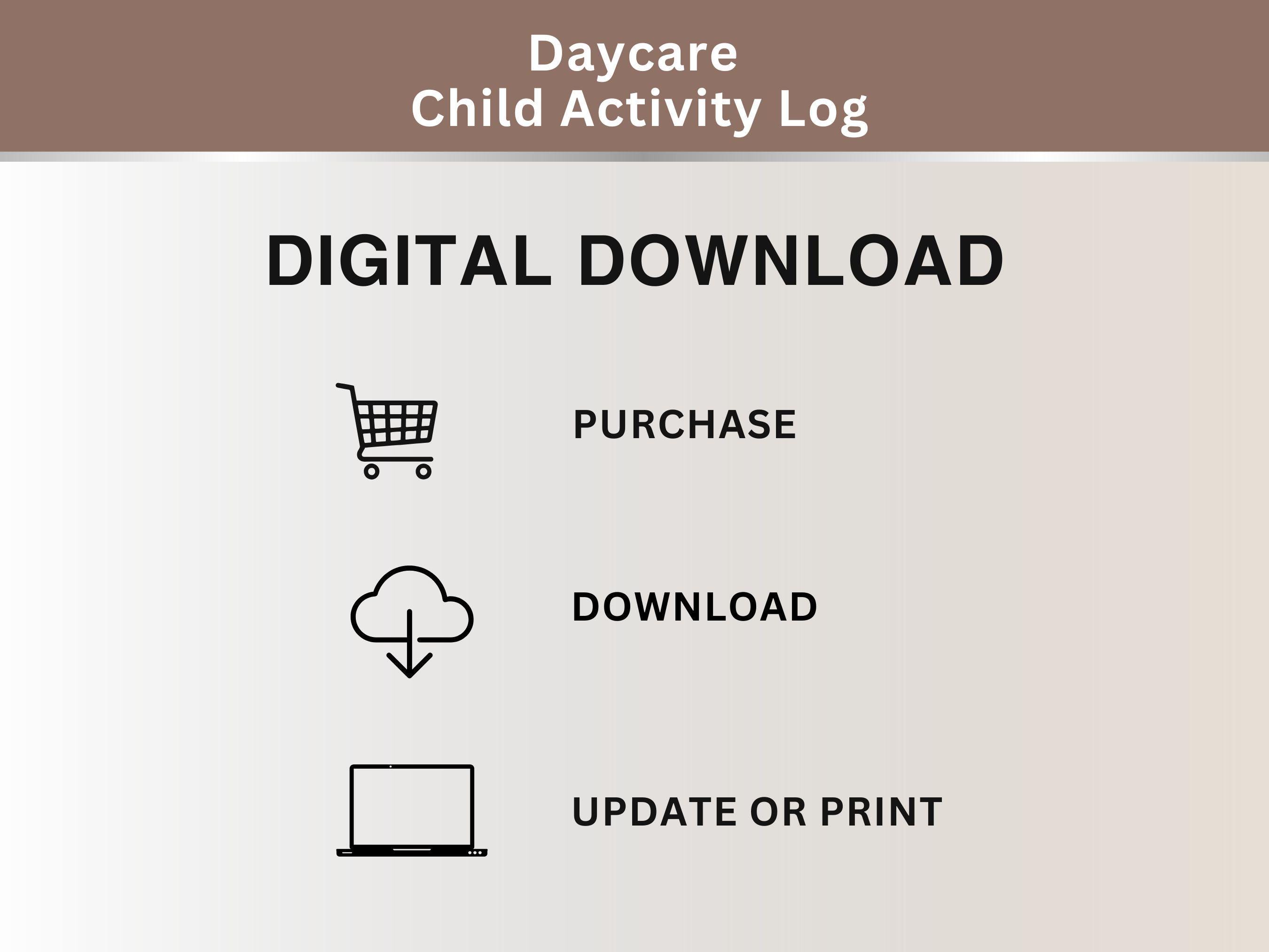 Daycare Child Activity Log Template Daily Routine Tracking Printable ...