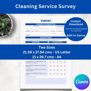 Cleaning Company Feedback Form Template: Client Survey (canva & PDF) - Etsy
