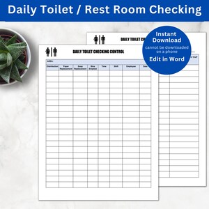 Restroom Cleaning Sign off Sheet - Etsy