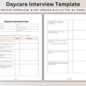 Childcare Hiring Questions for Daycare Interview Form With Example ...