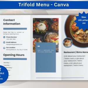Restaurant Trifold Menu Layout: Customizable Canva Template (US Letter ...