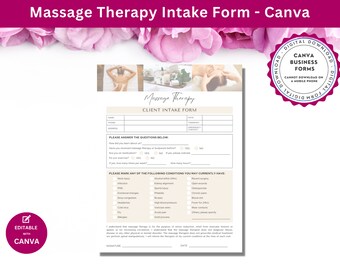 Massage Therapy Client Intake Form - Etsy