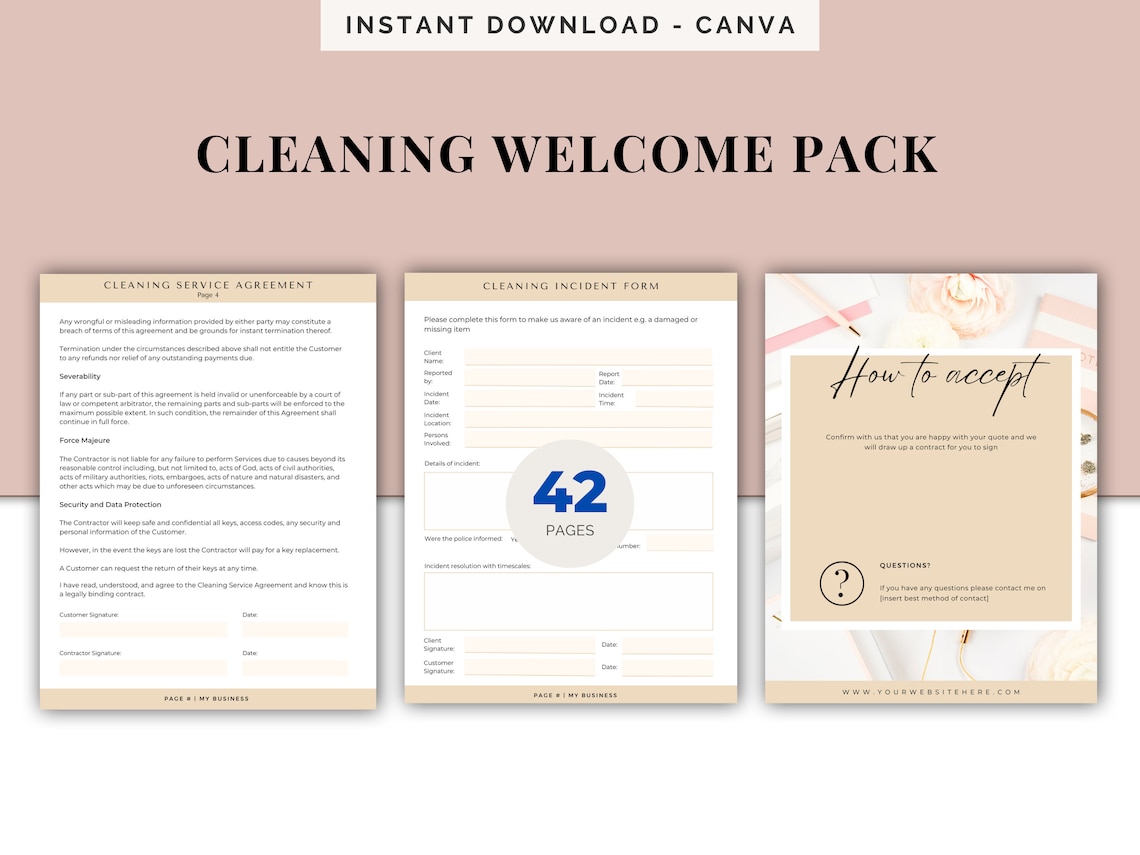 Cleaning Business Client Welcome Packet: 42-page Canva Template - Etsy