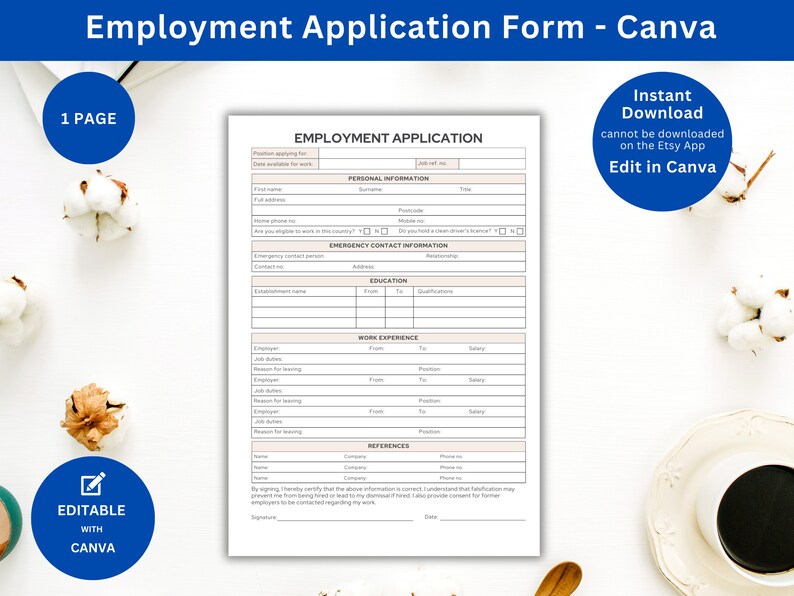 Employment Application Form Template, Employment Application Sample ...