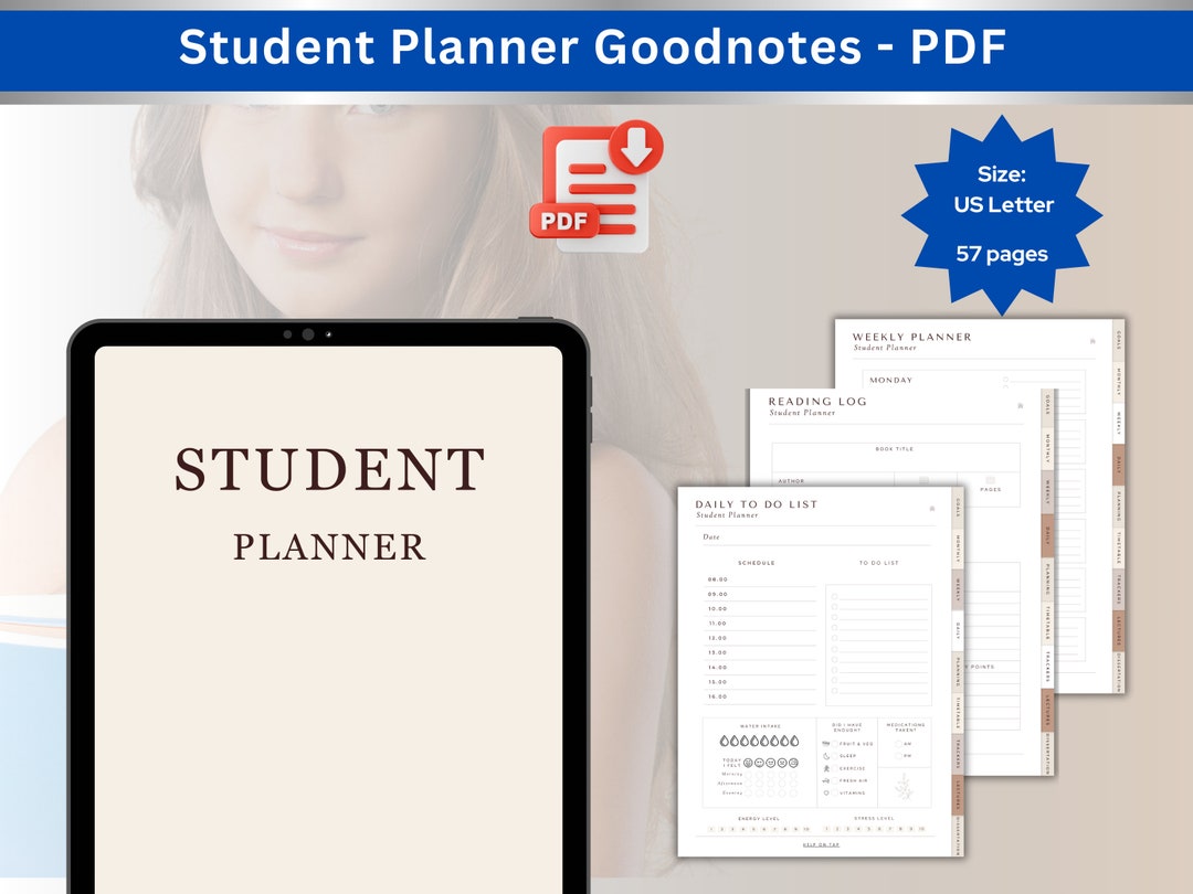 Student Planner Daily Weekly Monthly Online Digital Academic Planner ...