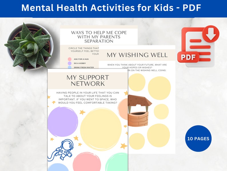 Mental Health Activity Sheets for Kids: Self Care Workbook (PDF) - Etsy