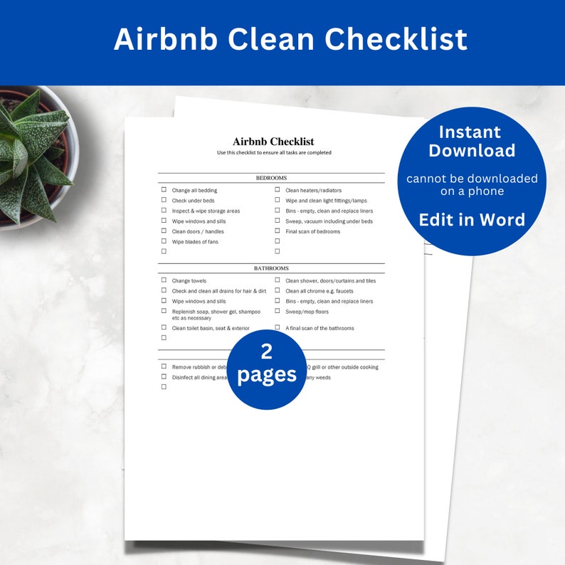 Editable Airbnb Cleaning Checklist Template | Printable Vacation Rental ...