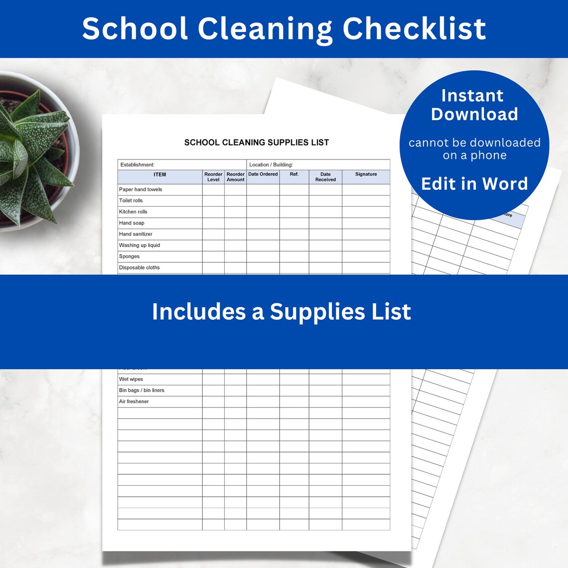School Cleaning Checklist: Kitchen, Classroom, Staff (word, US Letter ...