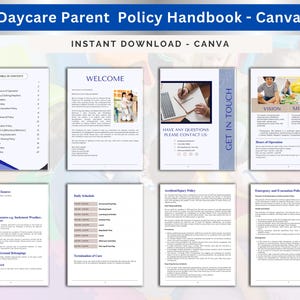 Daycare Parent Policy Handbook Template Editable Childcare Welcome ...