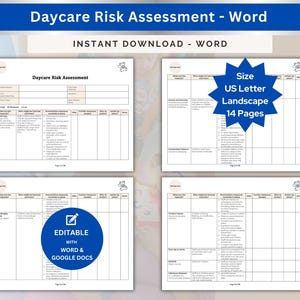 Daycare Risk Assessment Template Childcare Safety Checklist Nursery ...