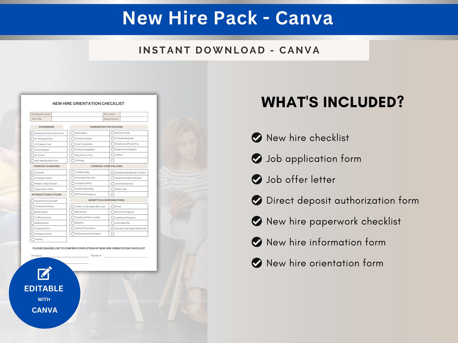 New Hire Pack for HR Onboarding New Employee Starter Pack Employee Application Form Direct ...