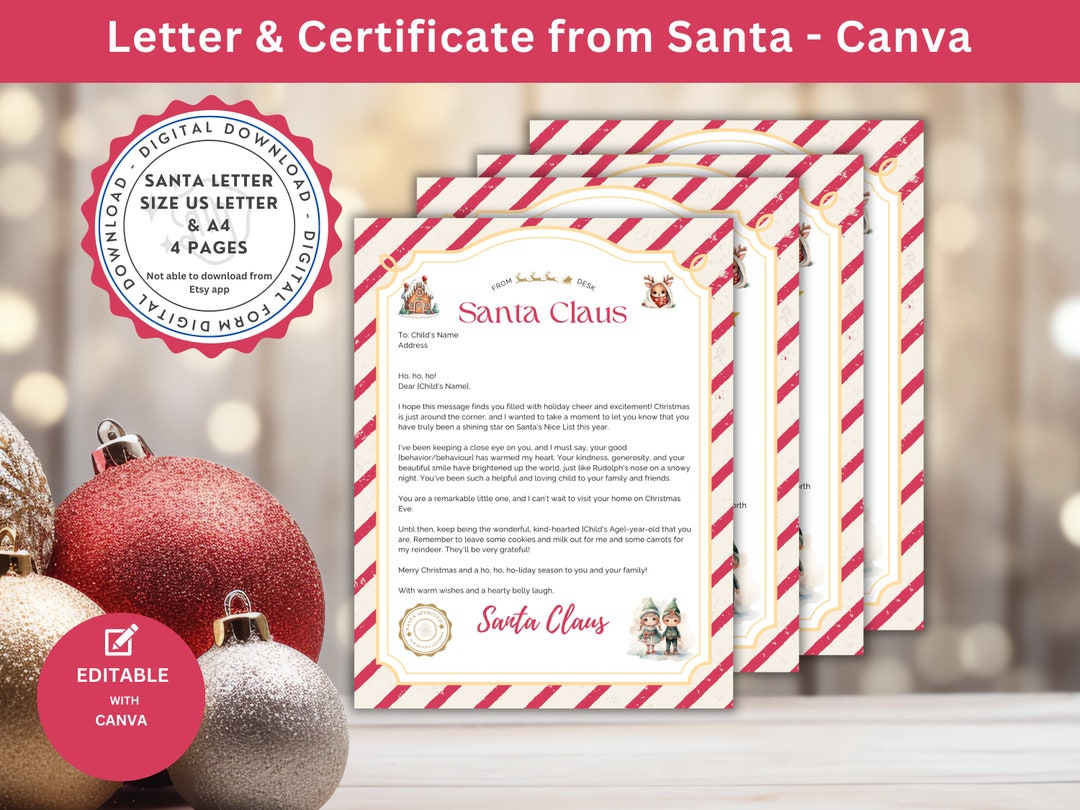 Letter From Santa Santa Letter Template Santa Claus Letter Santa Letter ...