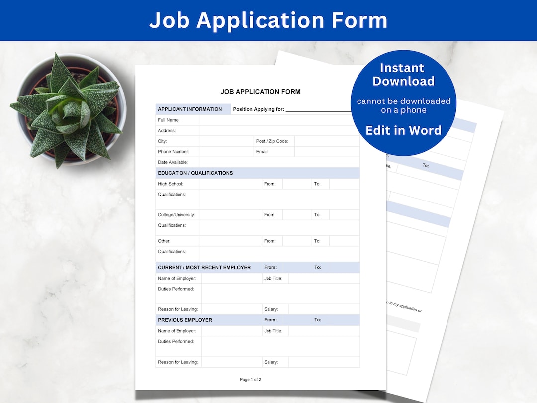 Employment Application Form With Equality and Diversity Monitoring Form ...