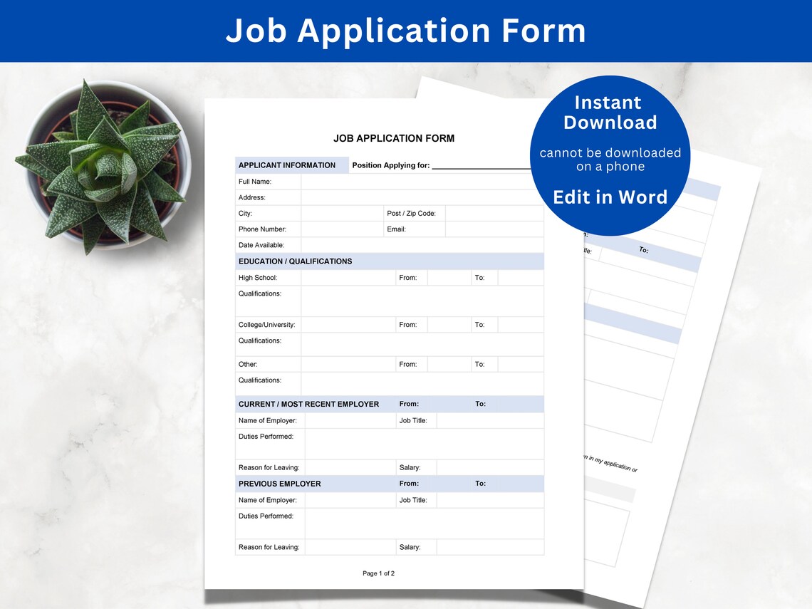 Employment Application Form With Equality and Diversity Monitoring Form ...