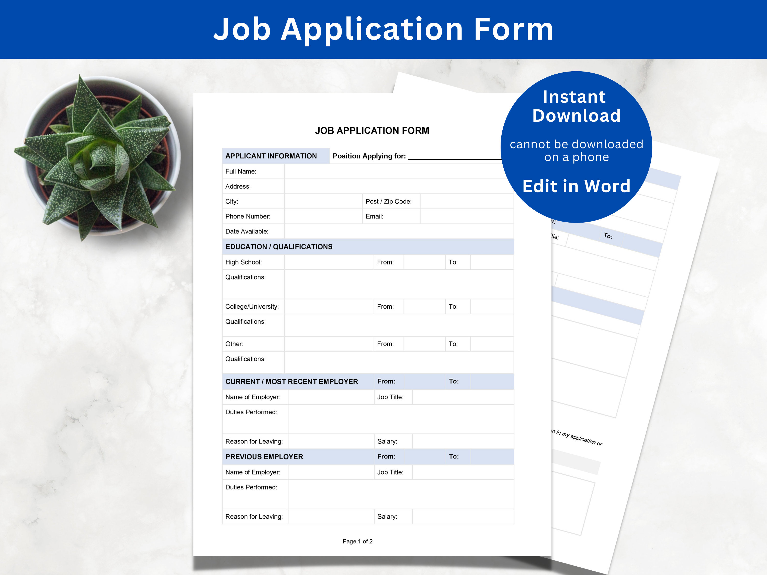Employment Application Form With Equality and Diversity Monitoring Form ...