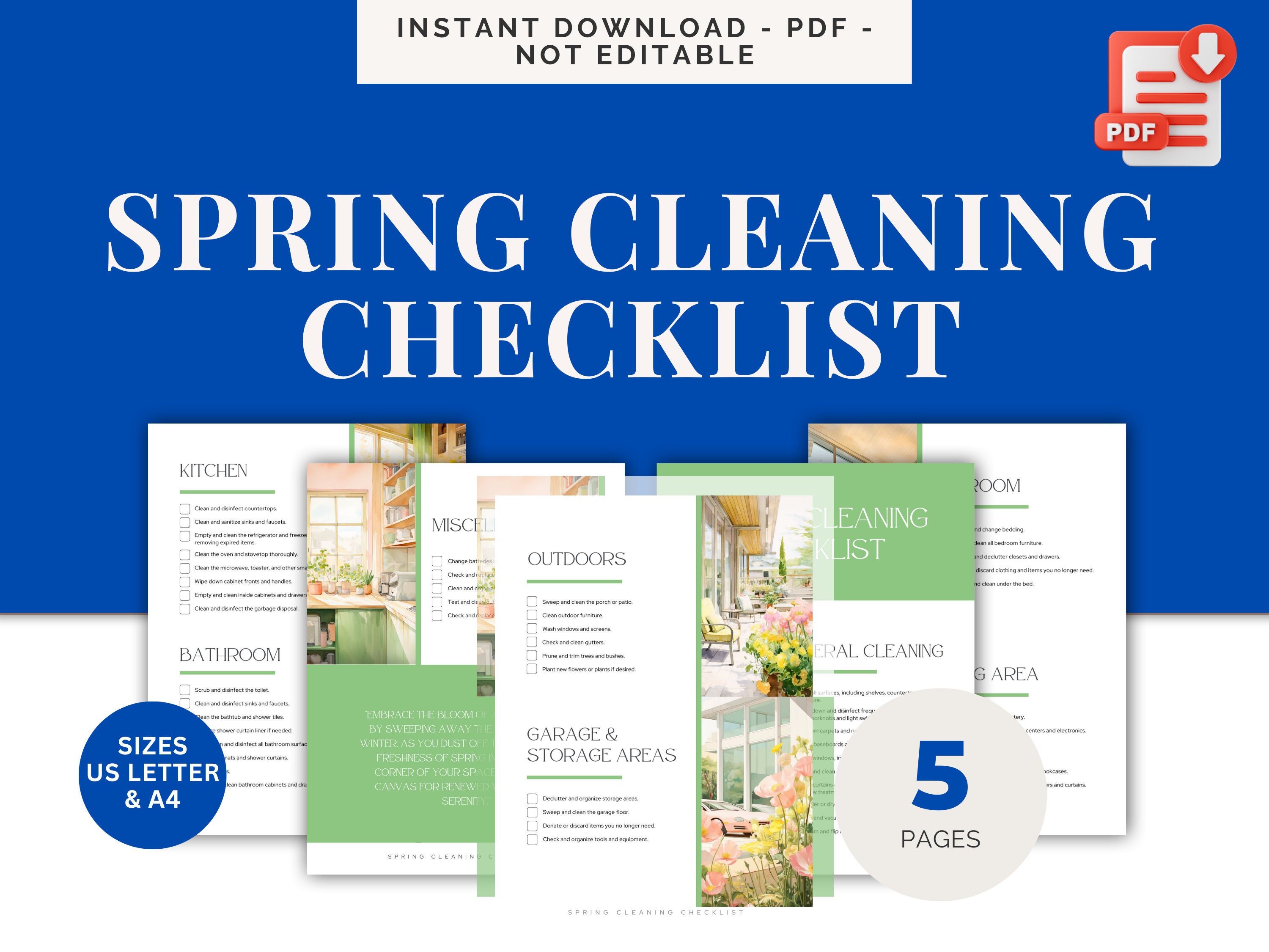 Spring Cleaning Checklist Template Room by Room for Deep House Cleans ...