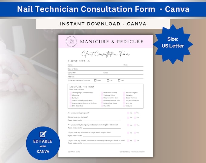 Nail Salon Forms: Client Intake, Consent, Satisfaction, Price List ...
