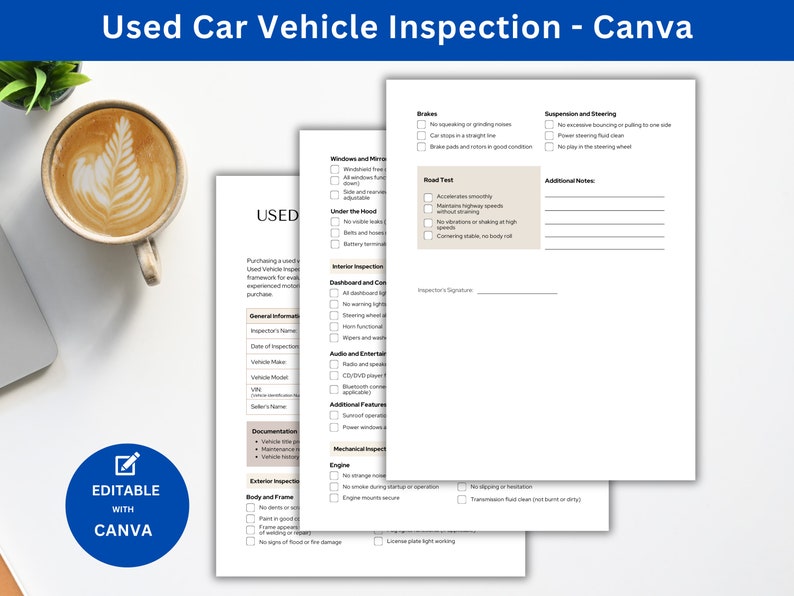 Used Car Inspection Checklist for Checking Car Before Buying a Car ...