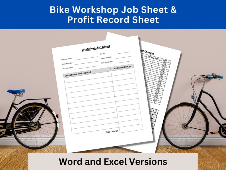 Bike Repair Workshop Checklist: Excel & Word Forms (digital Download ...