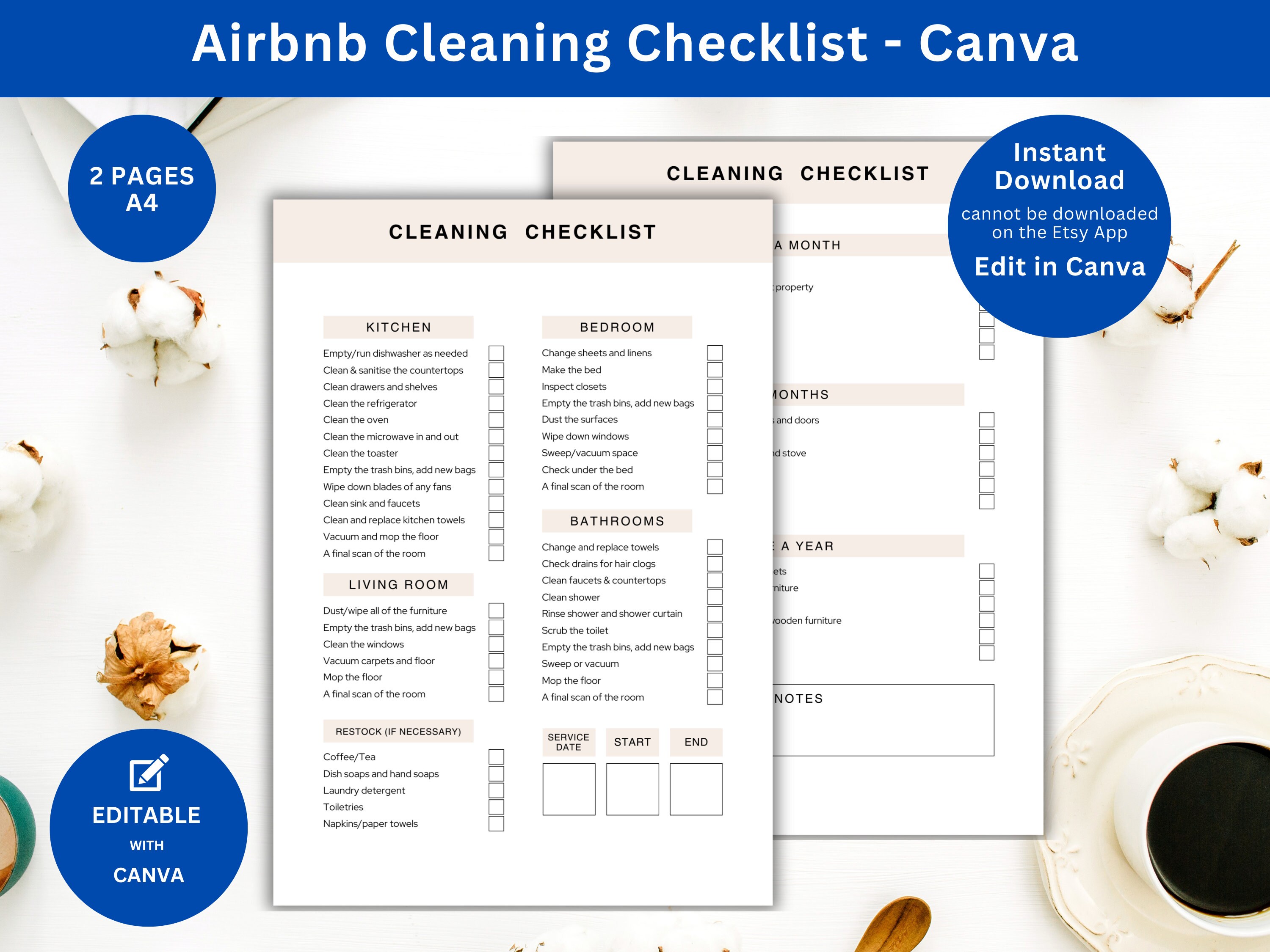 Airbnb Cleaning Checklist Template: Vacation Rental PDF (canva) - Etsy