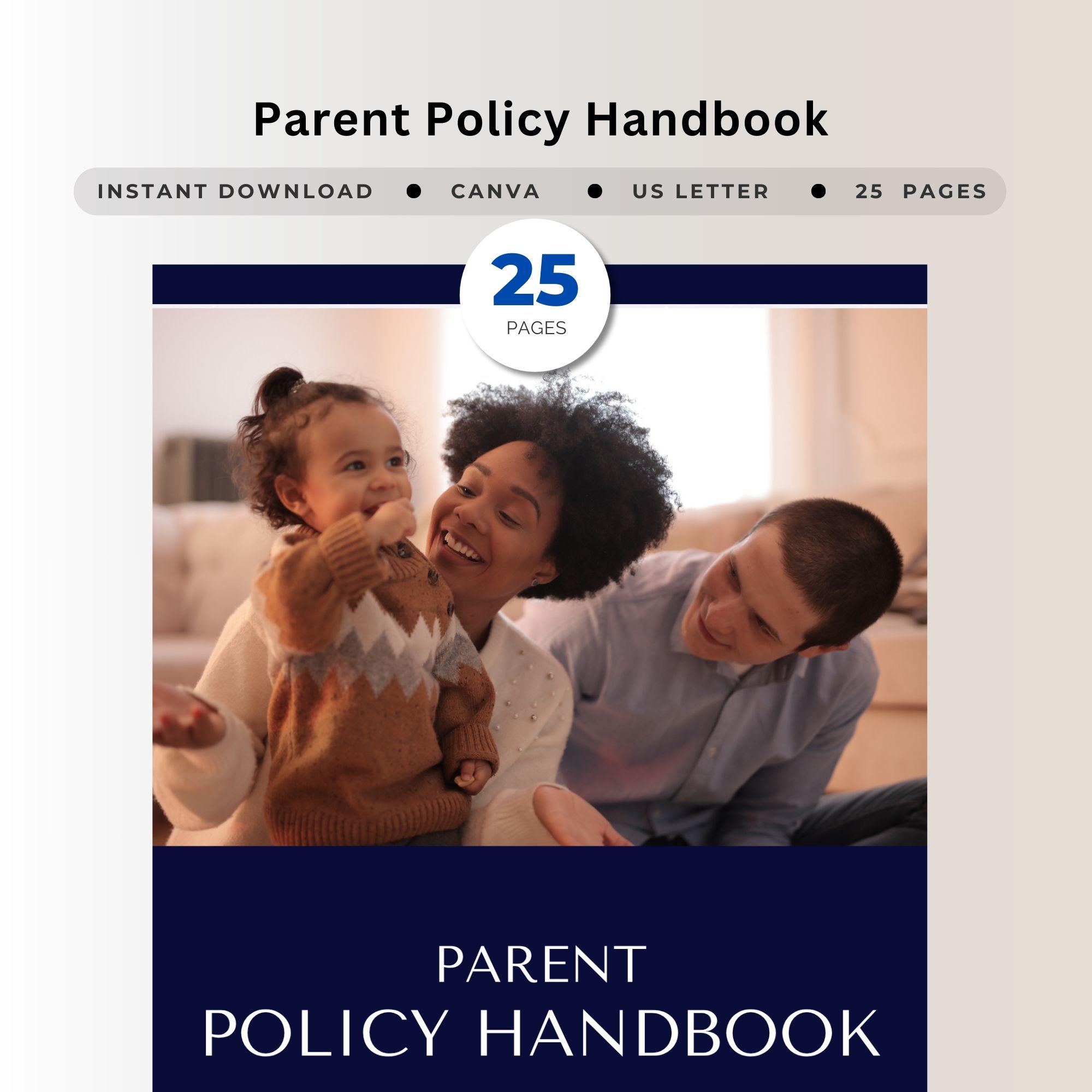 Daycare Center Parent Handbook Home Childcare Policies Paperwork ...