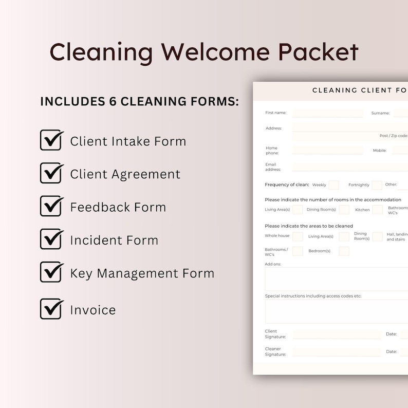 Cleaning Welcome Packet Canva Prewritten Cleaning Business Onboarding ...