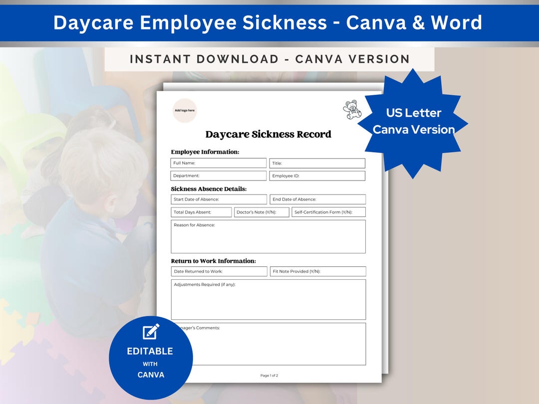 Employee Sickness Absence Form Record Template Tracking Sick Leave ...