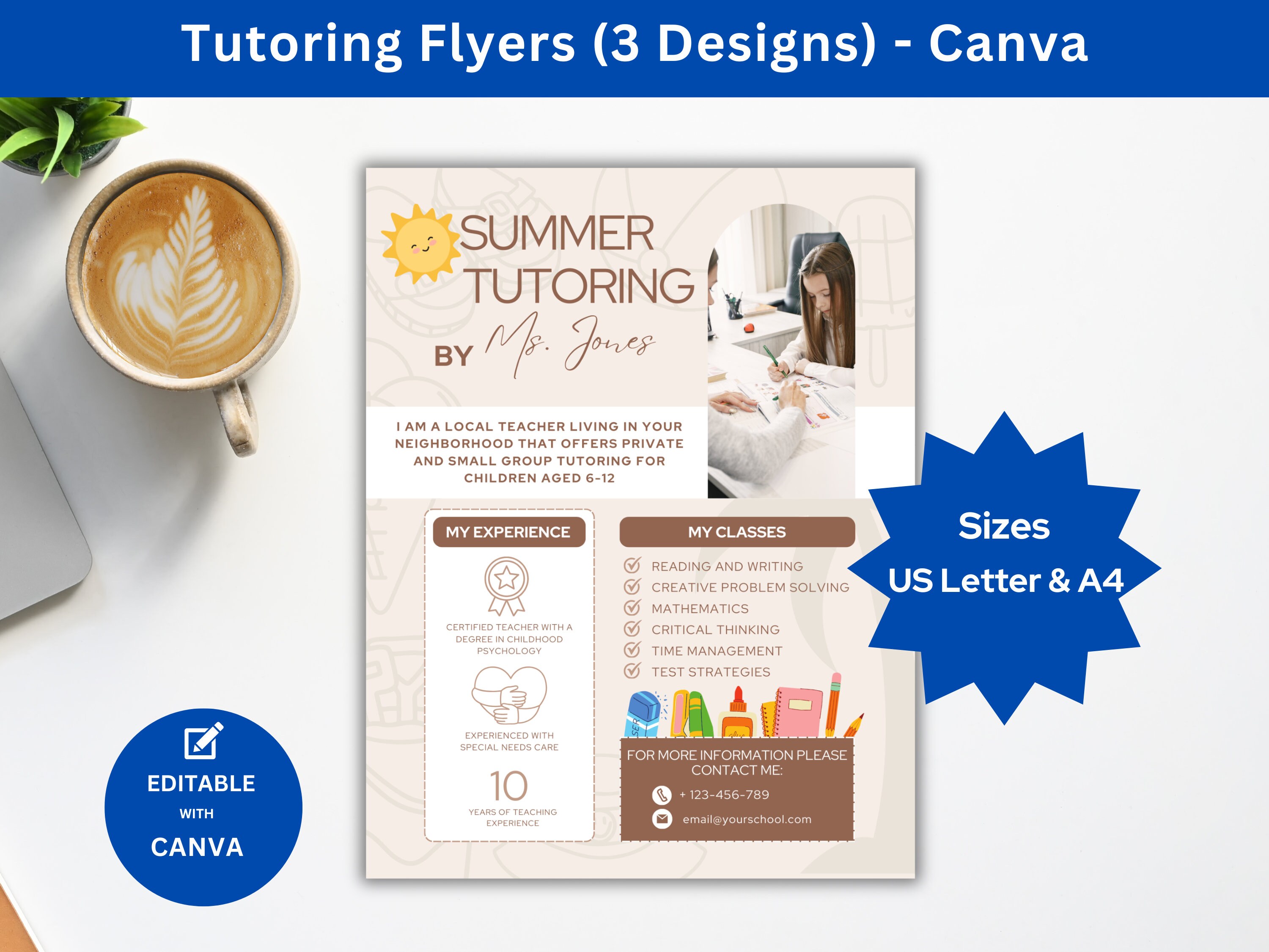 Editable Private Tutoring Flyer to Advertise Summer Tutoring Flyer ...