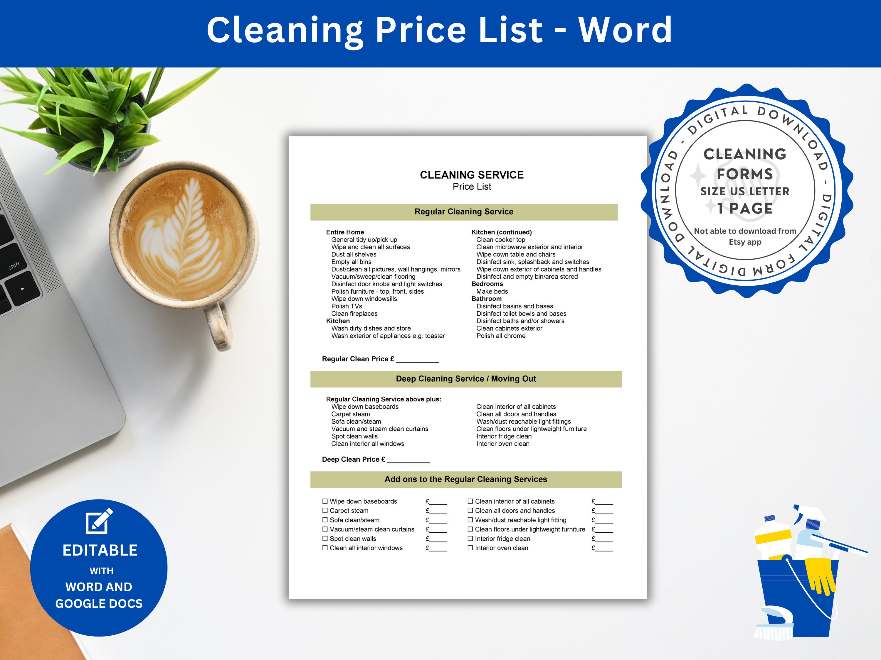 Clean Price List House Clean Price List Clean Business - Etsy
