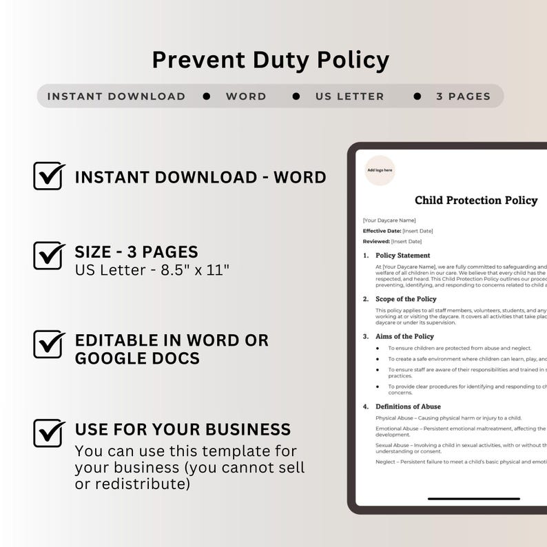 Prevent Duty Policy Template Childcare Providers Safeguarding Against ...