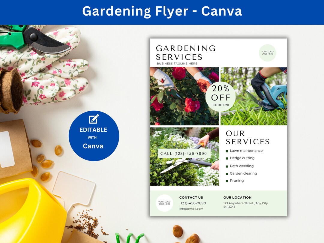 Gardening Services Flyer Template: Lawn Care, Landscaping (canva) - Etsy
