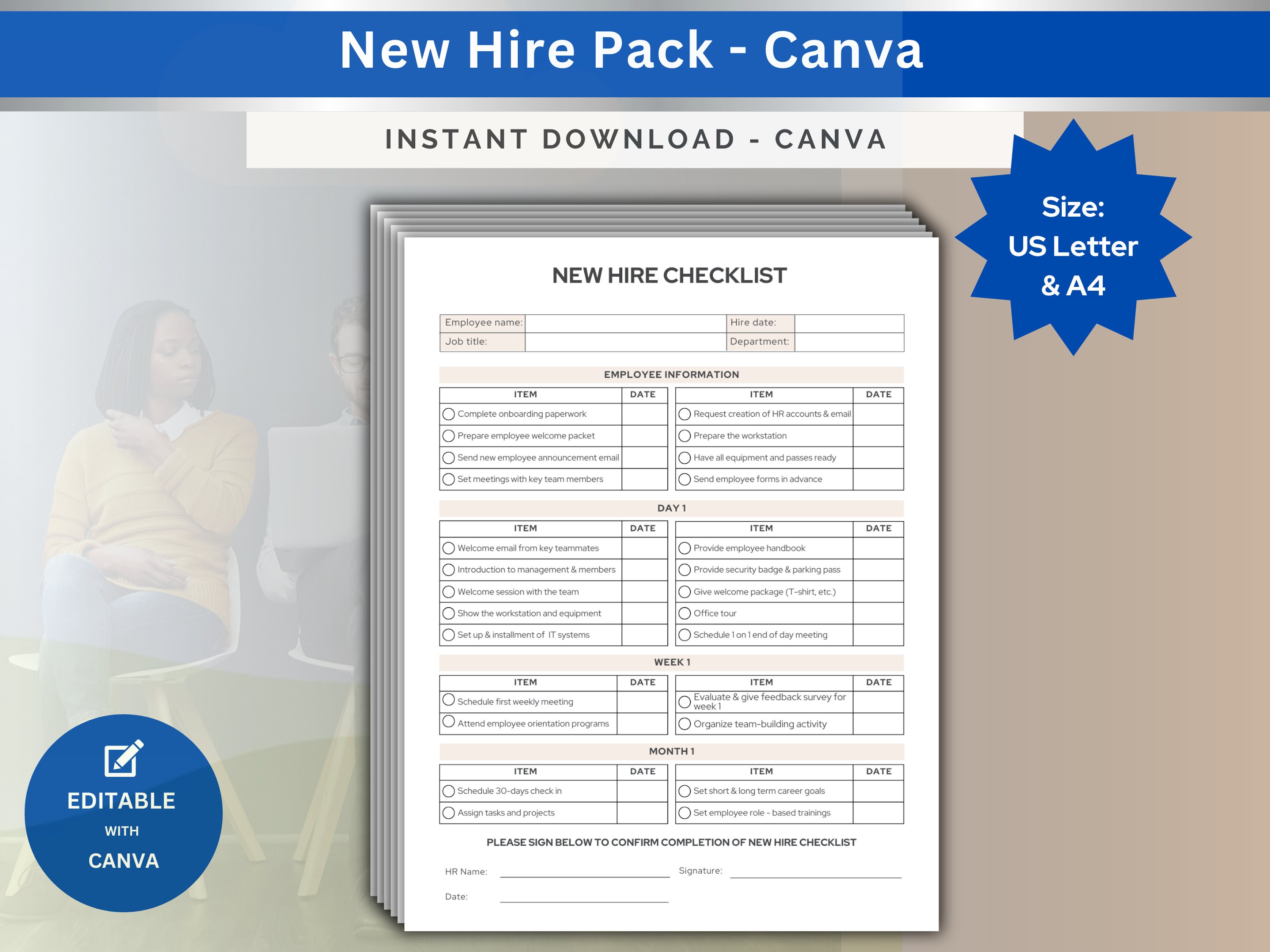 New Hire Pack for HR Onboarding New Employee Starter Pack Employee ...
