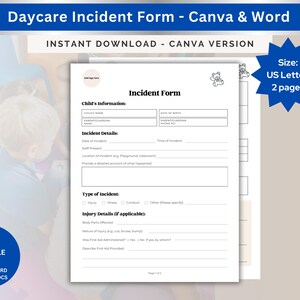 Daycare Incident Report to Log Childcare Injury, Behavior Issues ...