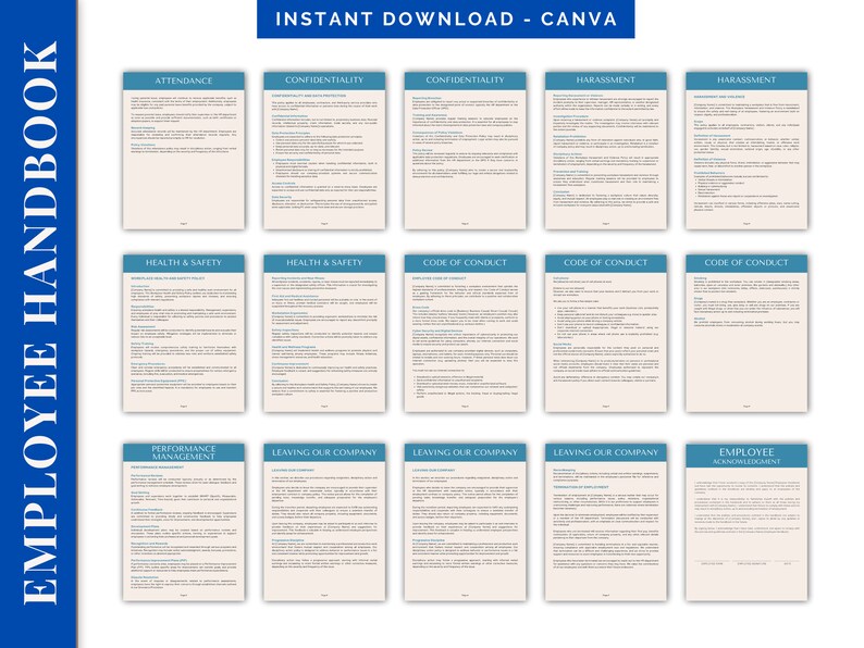 Editable Employee Handbook Template: Small Business Staff Policy (canva ...