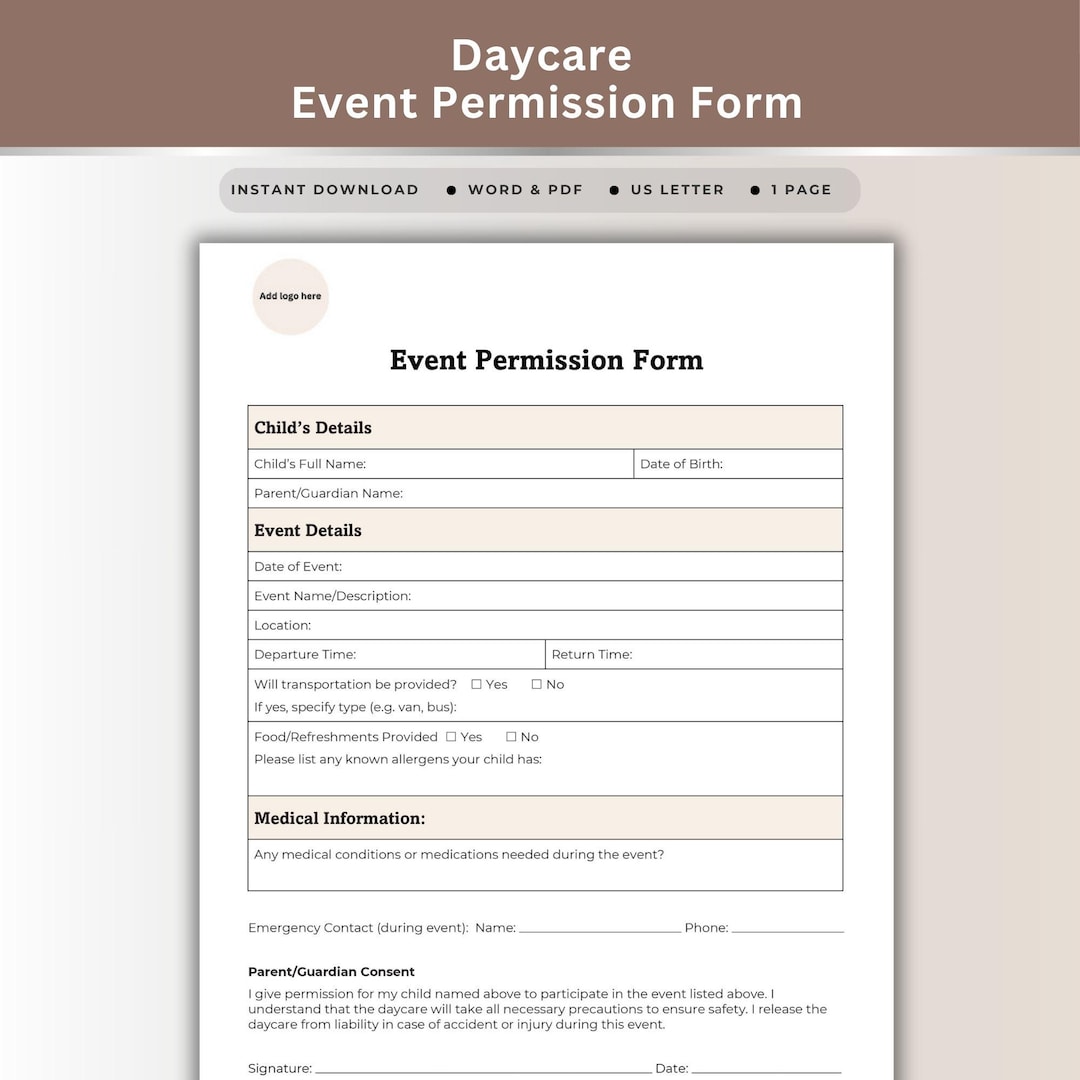 Student Event Permission Slip School Consent Attendance Form Printable ...